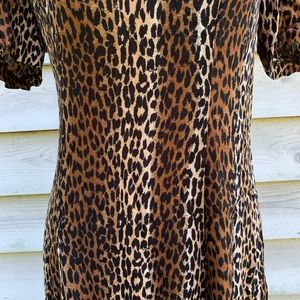 Vintage | Dresses | Vintage 8s Leopard Print Short Sleeve Midi Dress ...
